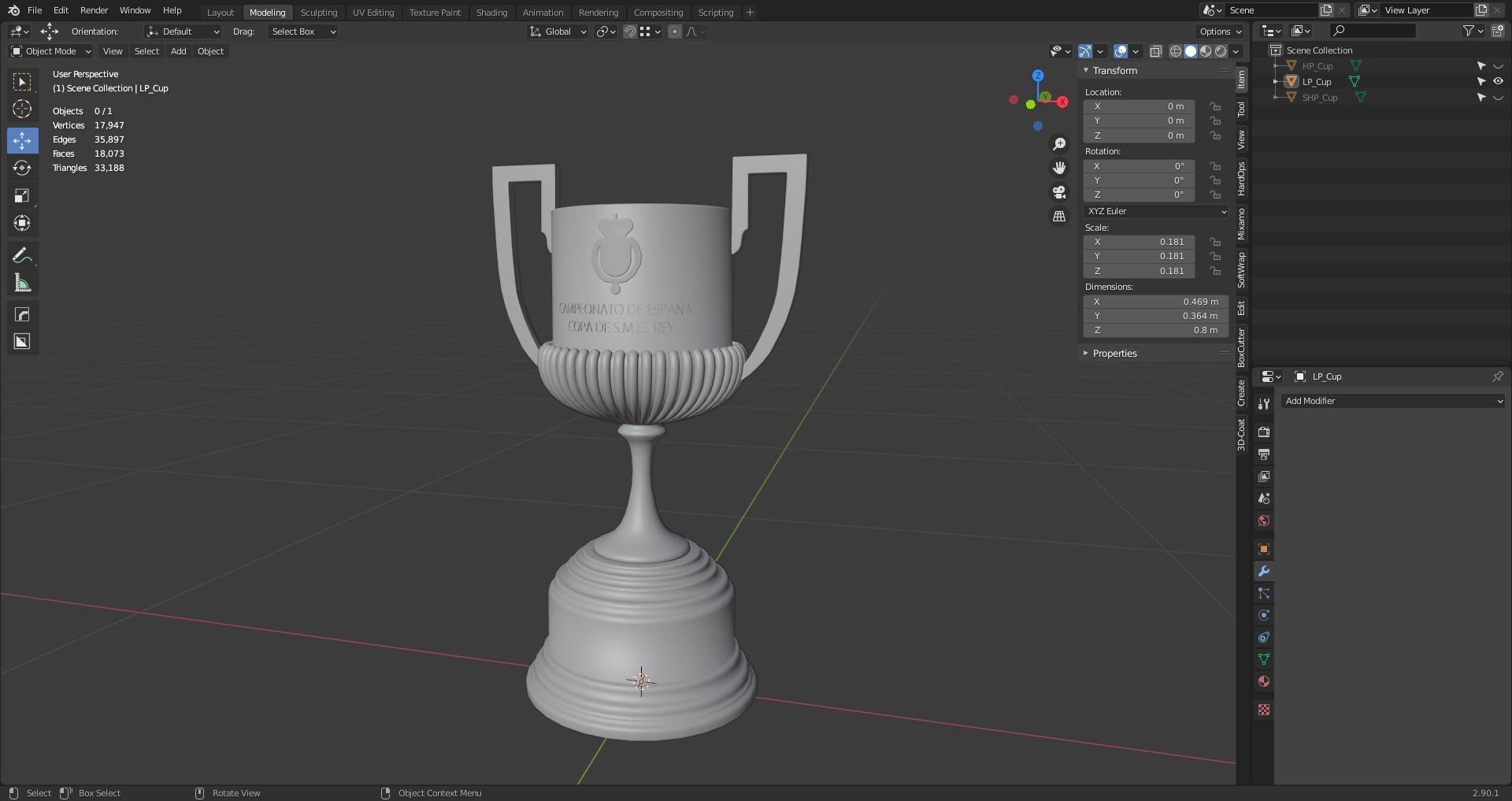 3D model Copa Del Rey Espana VR / AR / low-poly | CGTrader