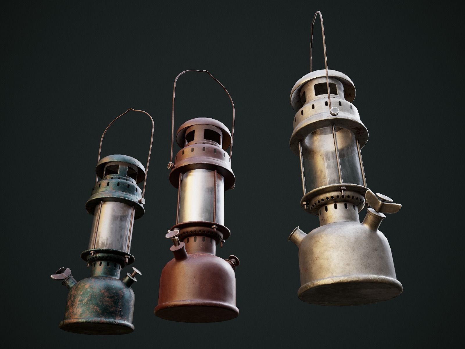 3D model Gas Lamp with 3 textures and 3 LODs - Game Ready VR / AR / low ...