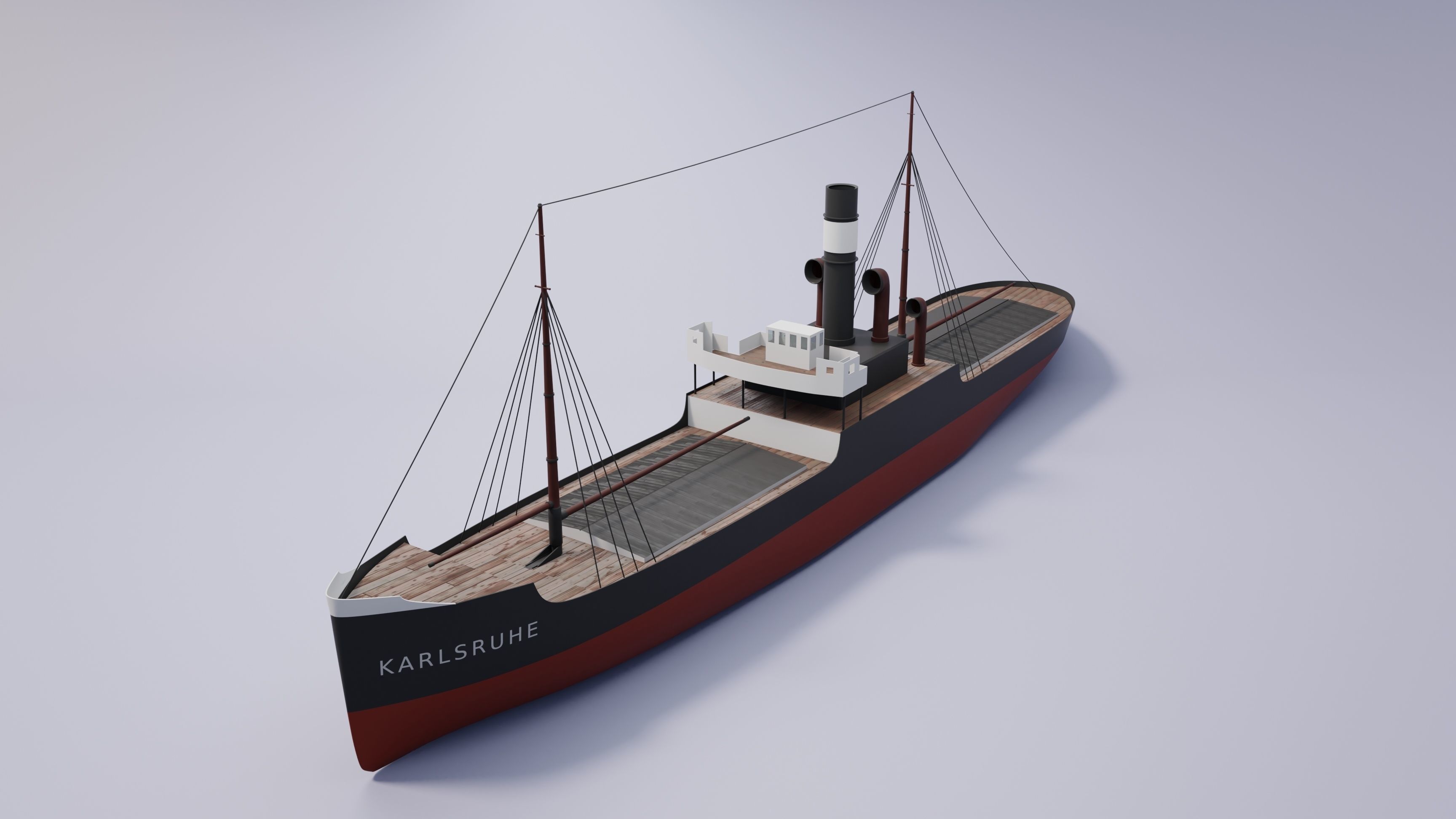 Simple model of Karlsruhe 1905 german cargo steamer ship 3D model ...