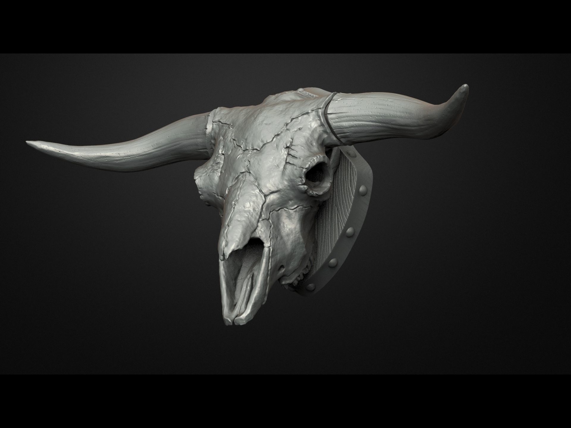 Traditional Bull Scull Scary Bull Scull Decor on wall 3D model 3D ...