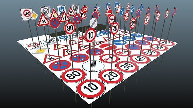 40 European Trafic Sign Pack for in city use 3D model | CGTrader