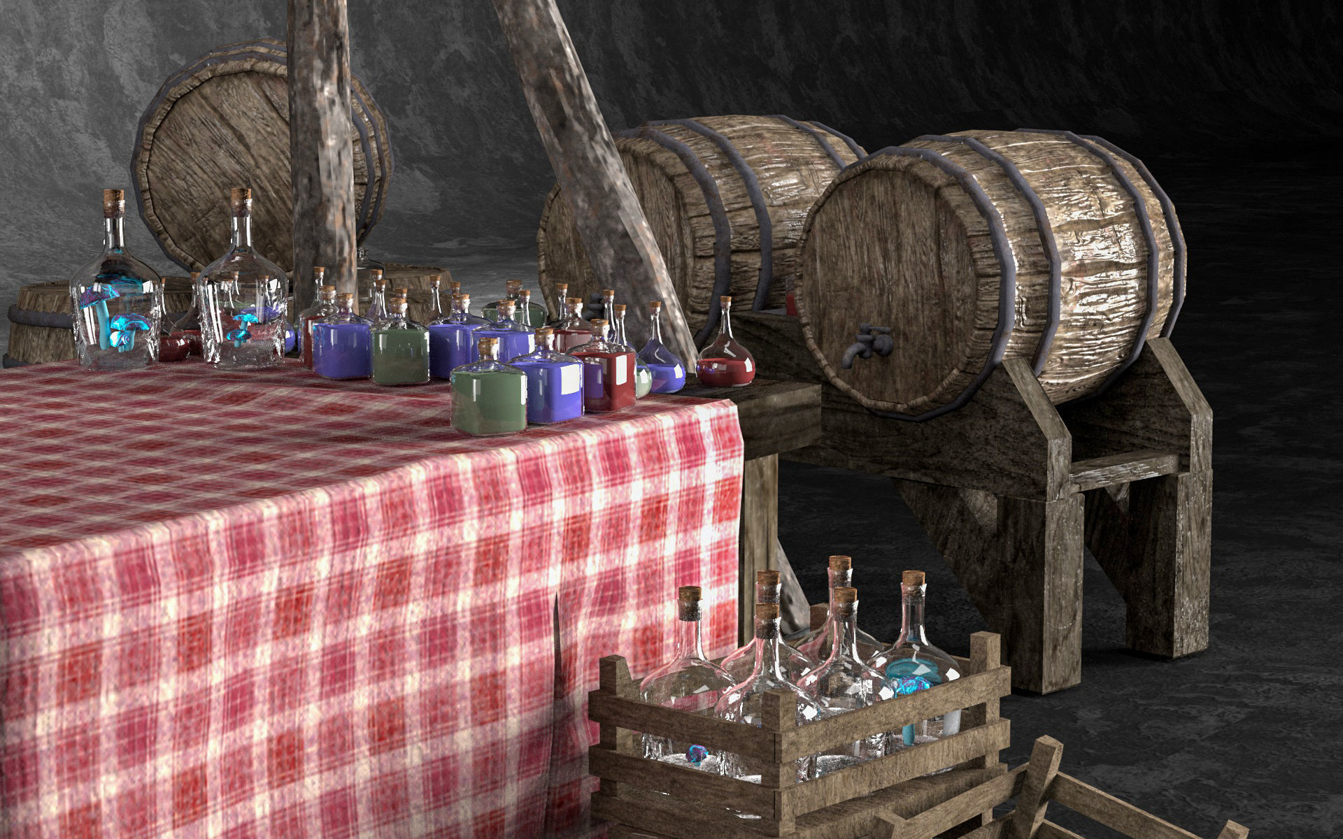 3D model Medieval Alchemy Shop Low Poly include 49 Model VR / AR / low ...