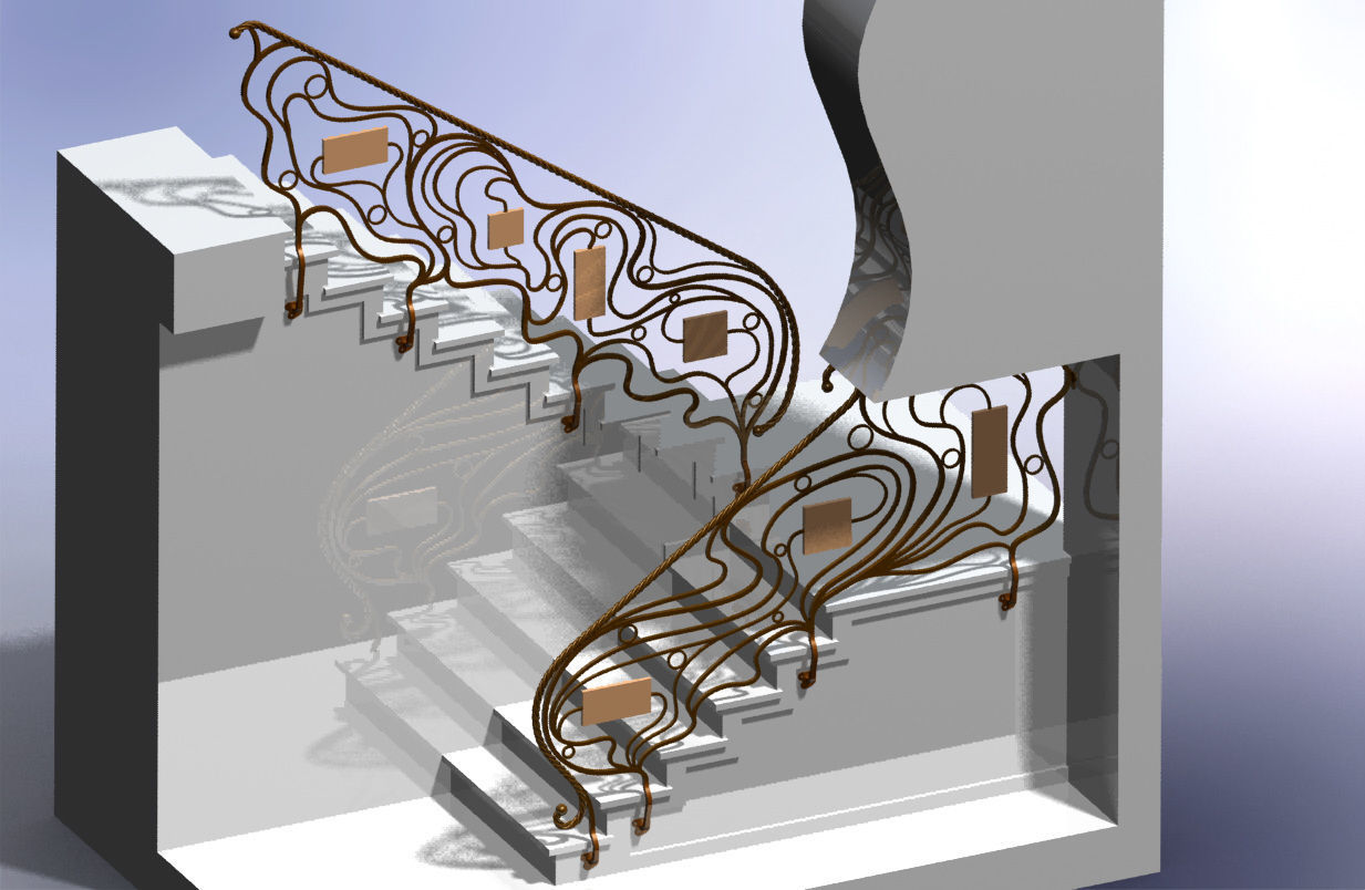 Hand rail art deco 3D model | CGTrader