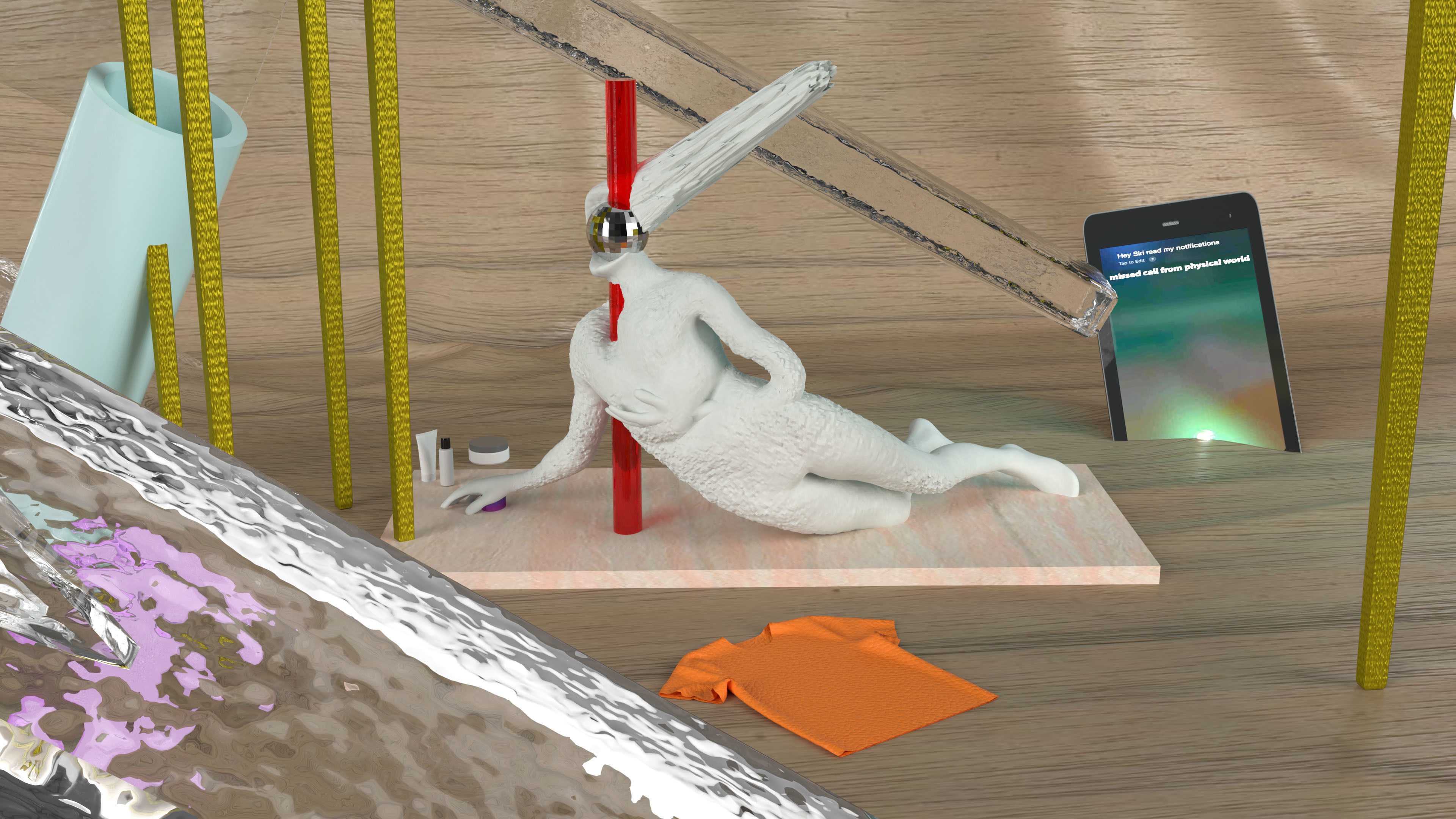 Grappled sculpture of rabbit on table free 3D model | CGTrader