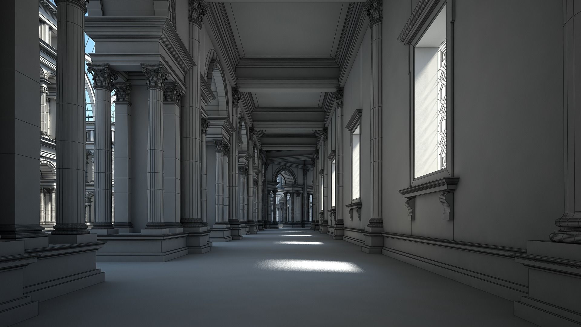 Gallery of an Imperial Palace 3D model | CGTrader