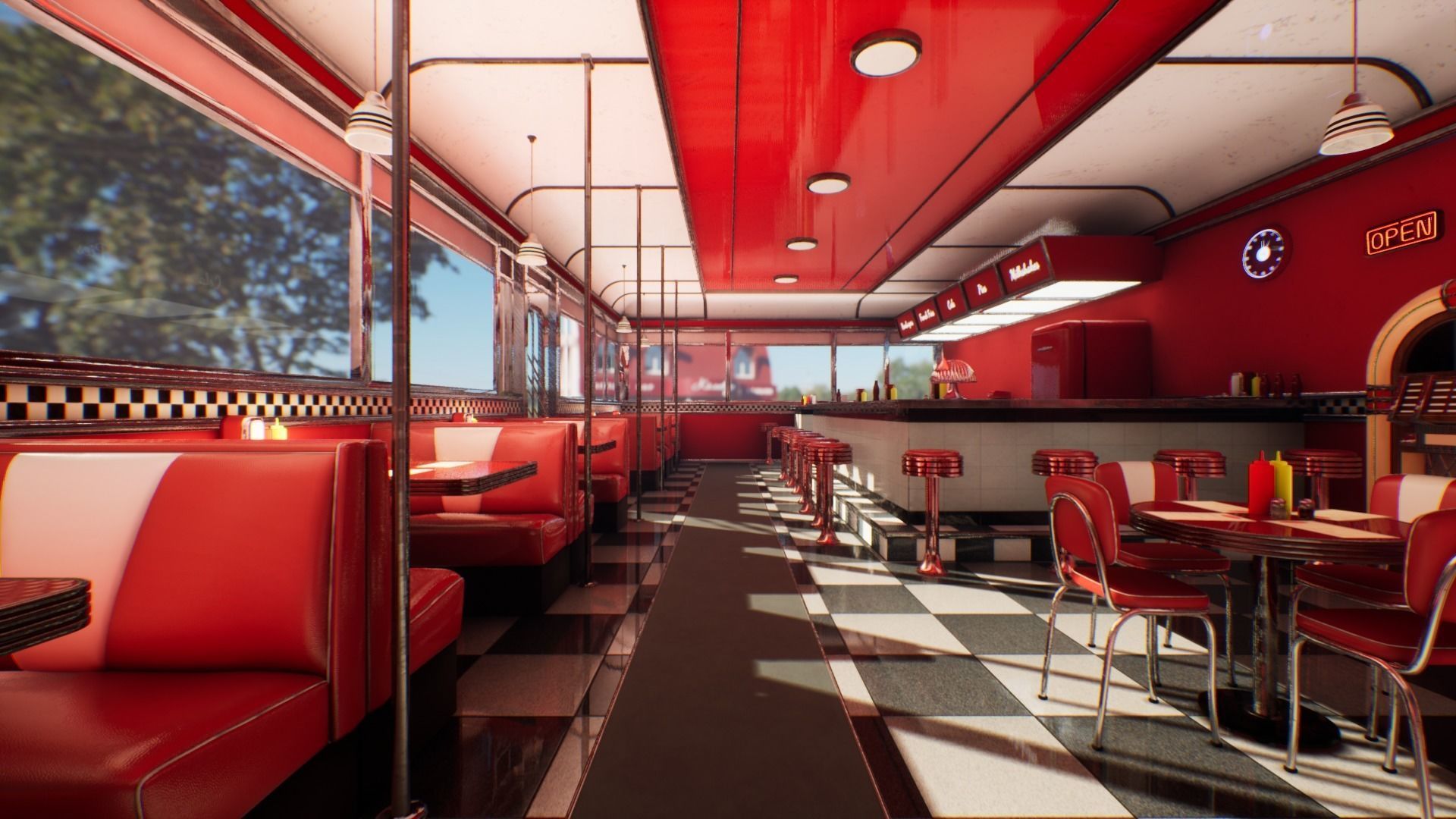 3D model Modular Vintage American Diner Asset Pack UE4 UE5 Blender FBX ...