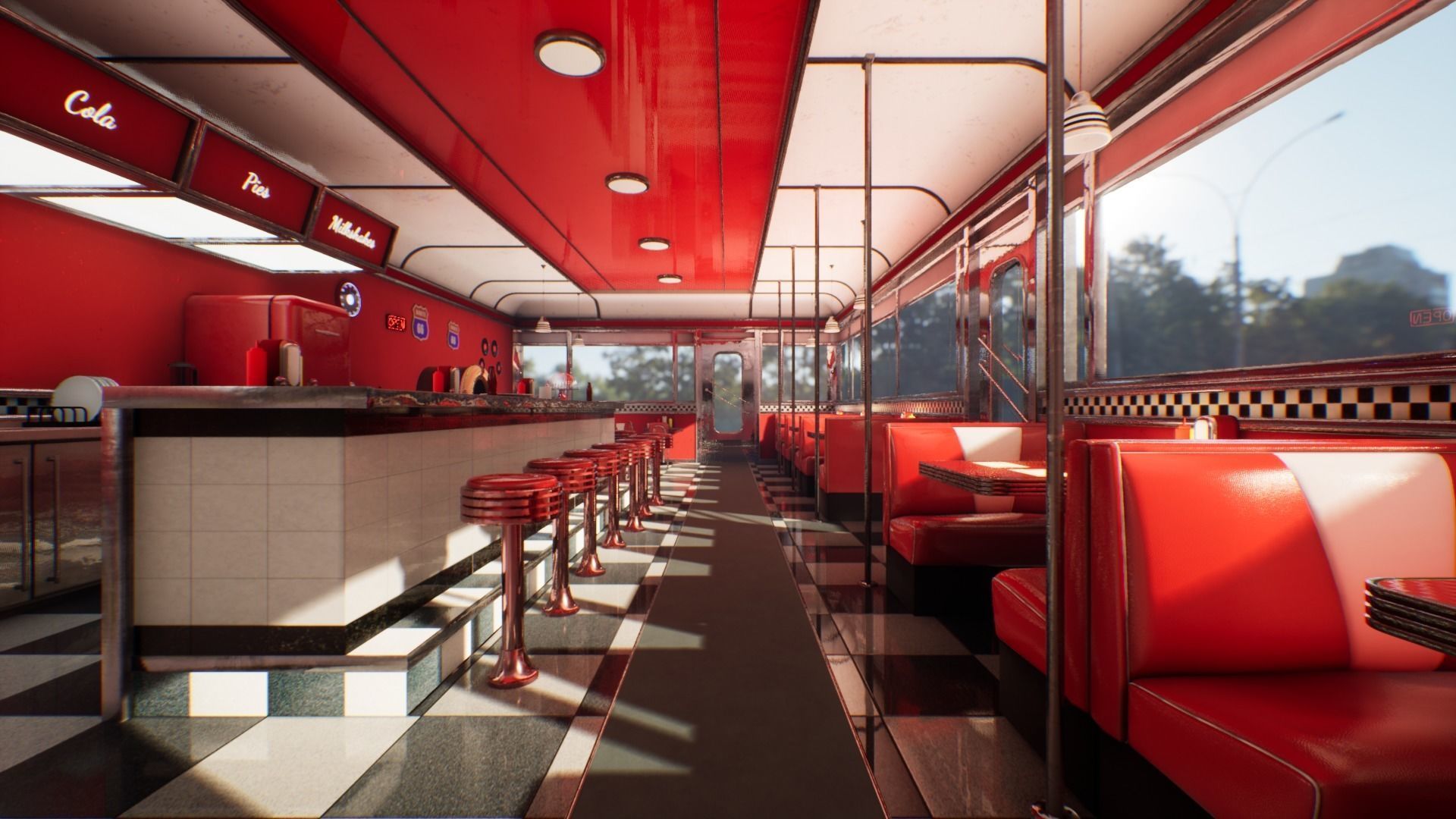 3D model Modular Vintage American Diner Asset Pack UE4 UE5 Blender FBX ...
