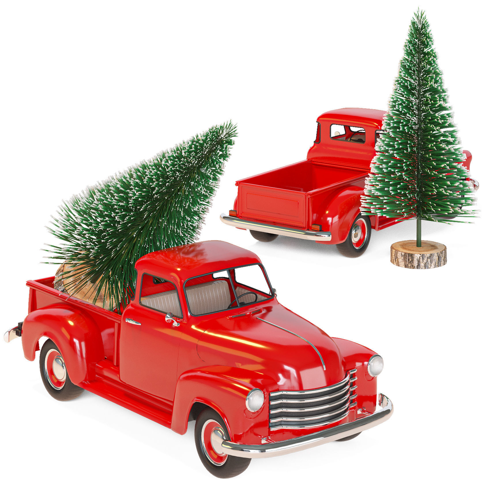 Christmas chevrolet pickup 1950 3100 Truck Red Model Toy Car 3D model ...