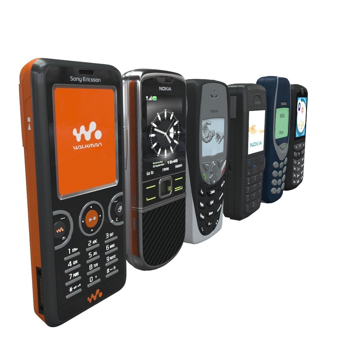 Classic cellphones set 01 3D model | CGTrader