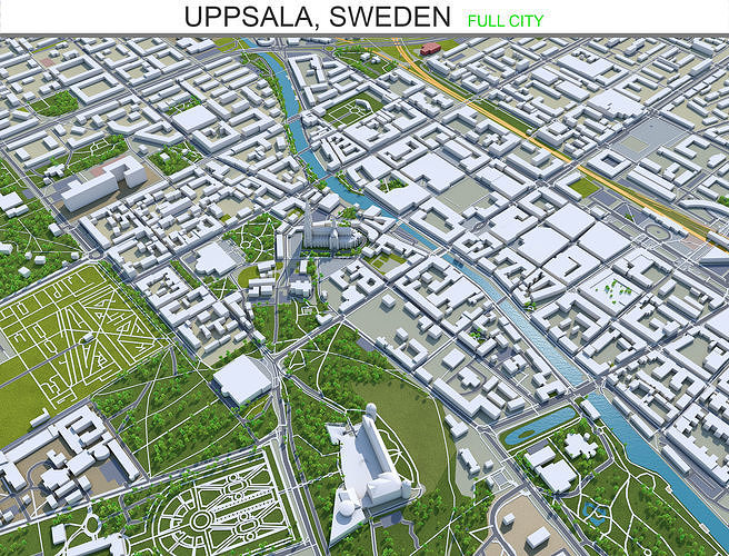 3D model Uppsala Sweden 40km VR / AR / low-poly | CGTrader