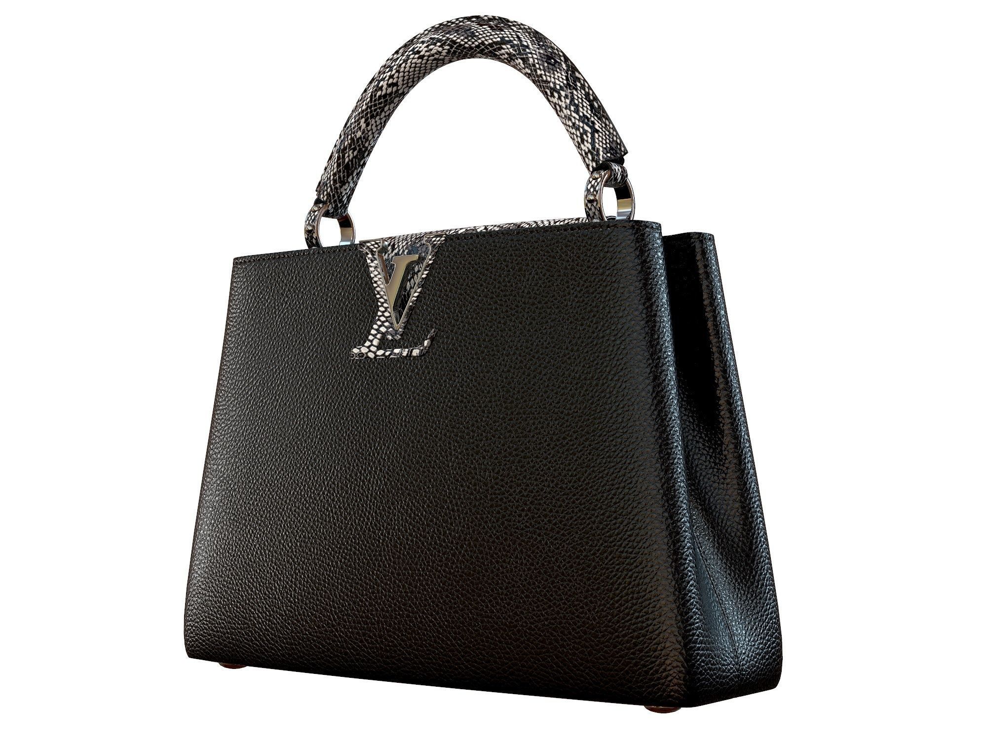 Louis Vuitton bag Capucines BlackWhite Snake Leather 3D model | CGTrader