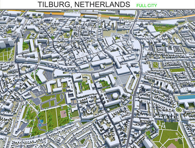 3D model Tilburg Netherlands 50km VR / AR / low-poly | CGTrader
