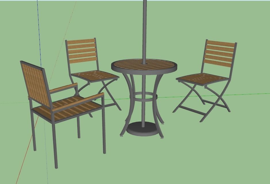 The parasol table and chairs with umbrella free 3D model | CGTrader