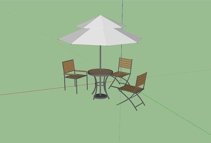 The parasol table and chairs with umbrella free 3D model | CGTrader