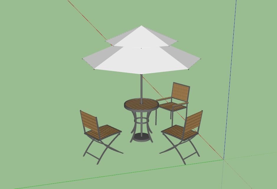 The parasol table and chairs with umbrella free 3D model | CGTrader