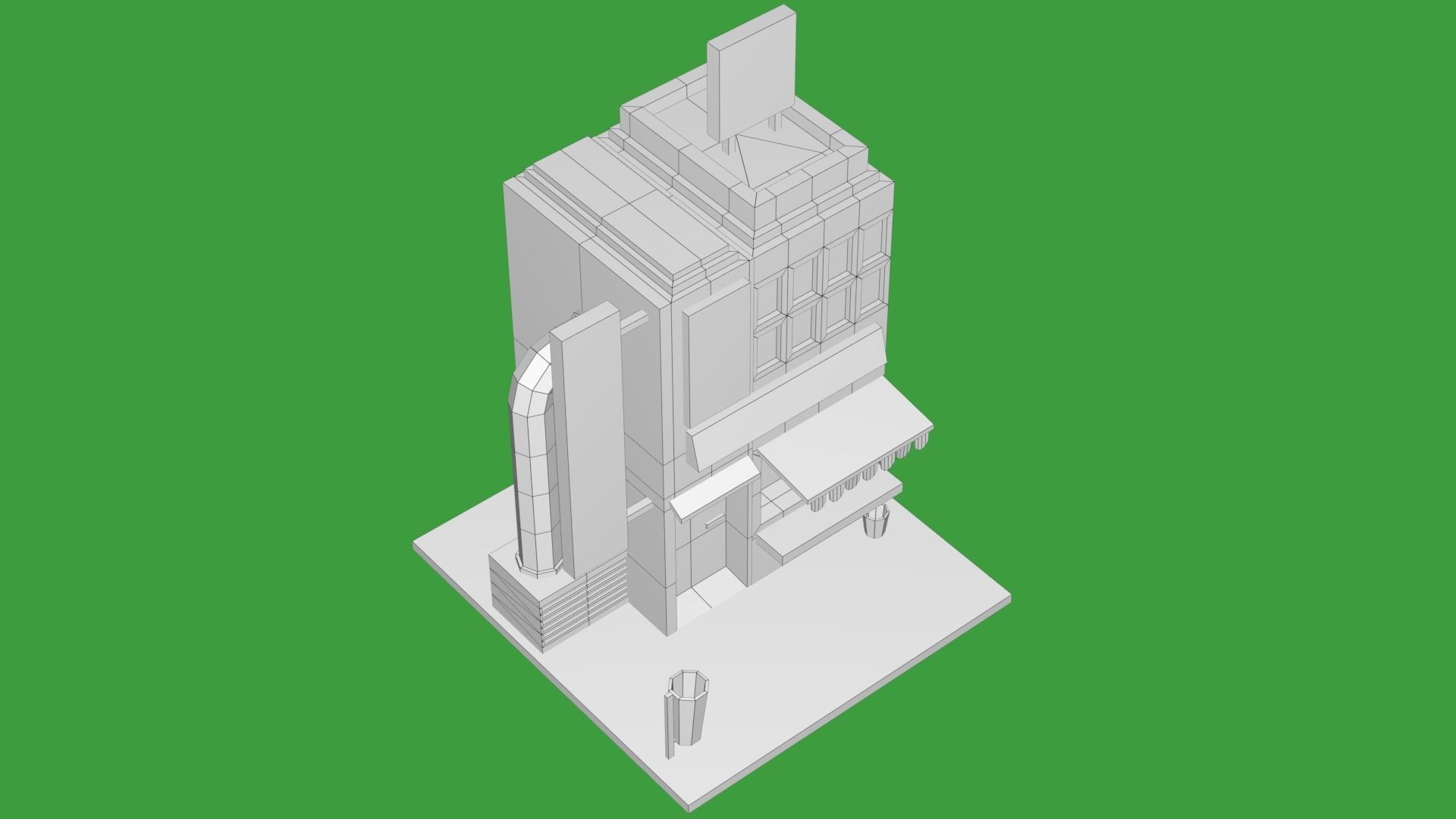 3D model Cyberpunk Low poly building for mobile videogames VR / AR ...