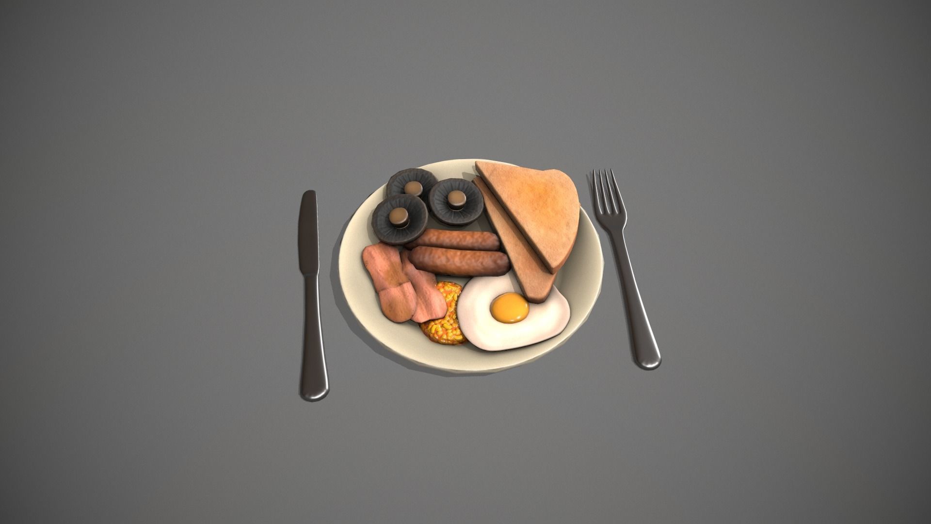 3D model Stylized Full English Breakfast VR / AR / low-poly | CGTrader