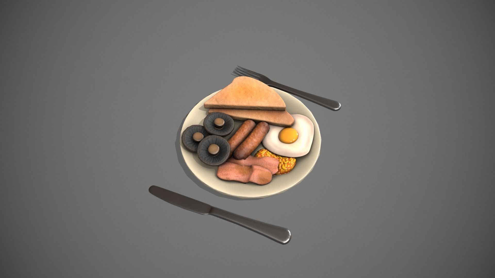 3D model Stylized Full English Breakfast VR / AR / low-poly | CGTrader