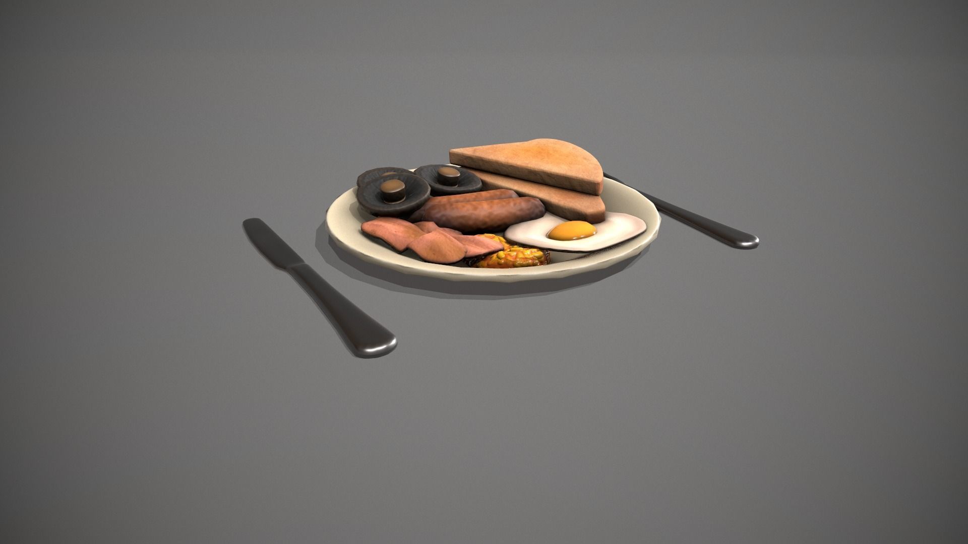 3D model Stylized Full English Breakfast VR / AR / low-poly | CGTrader