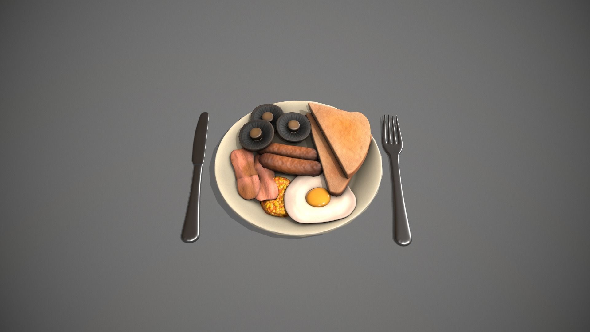 3D model Stylized Full English Breakfast VR / AR / low-poly | CGTrader