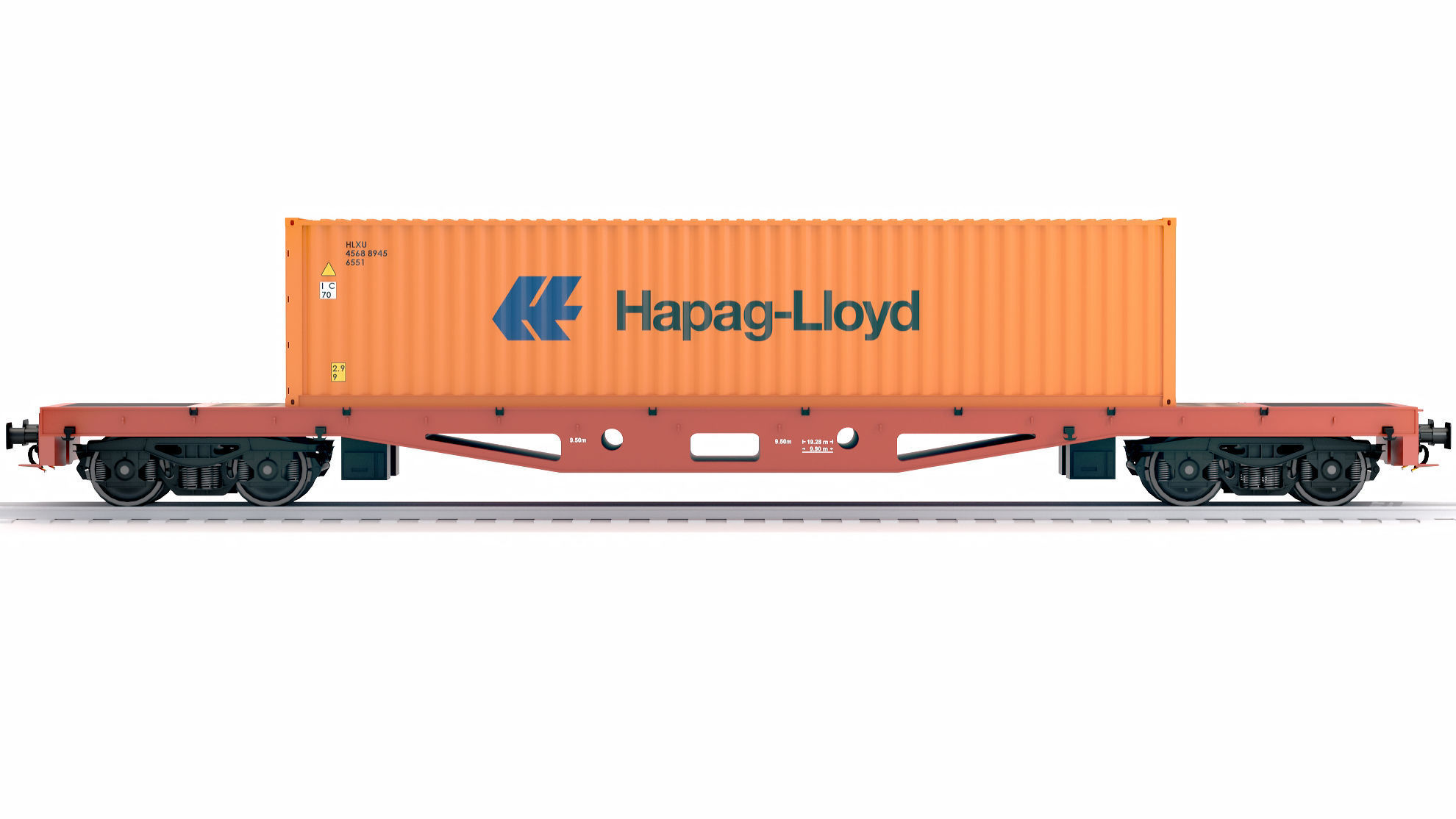 Flat Rail Car Hapag lloyd Shipping Container 3D model | CGTrader