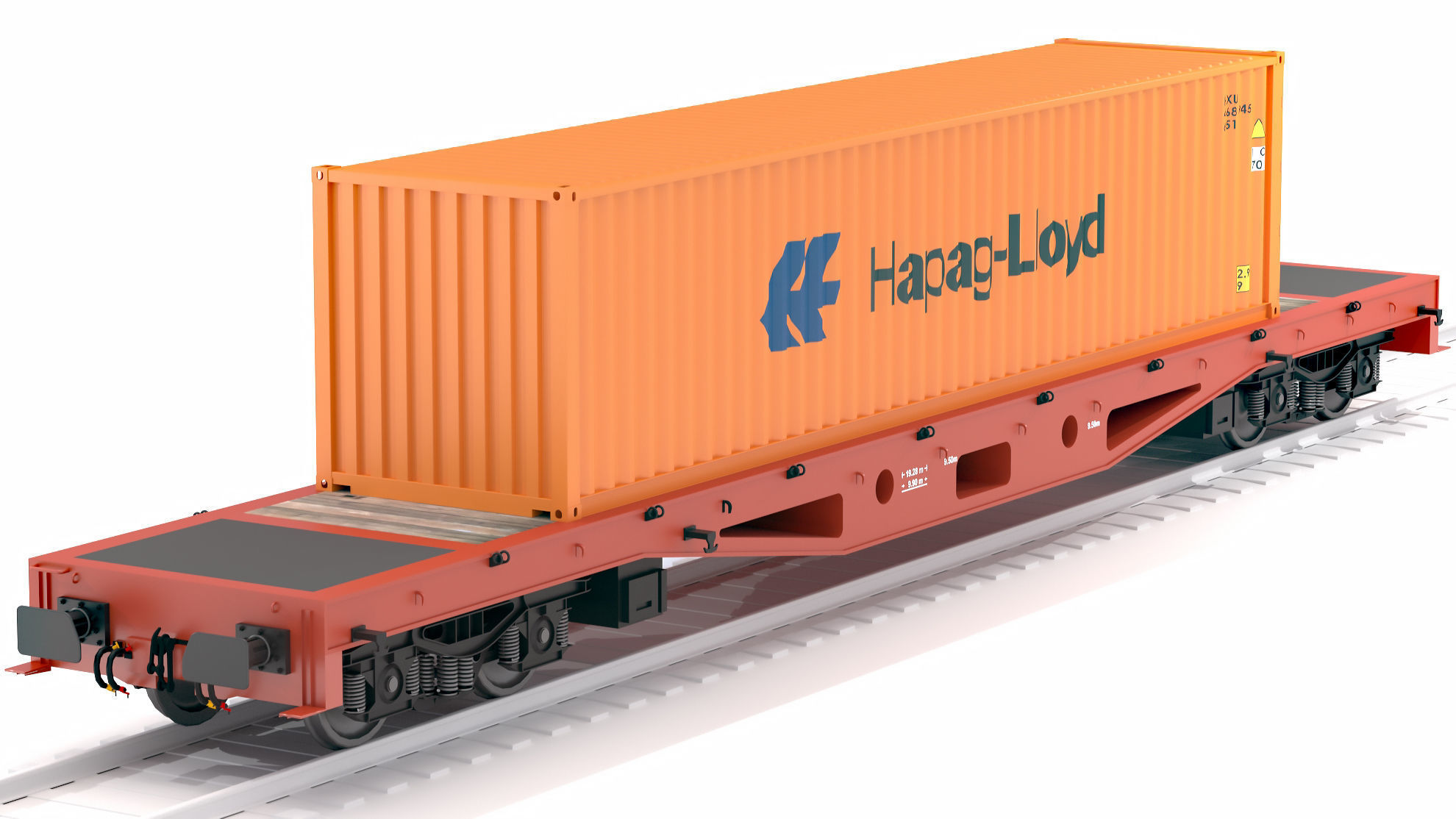 Flat Rail Car Hapag lloyd Shipping Container 3D model | CGTrader