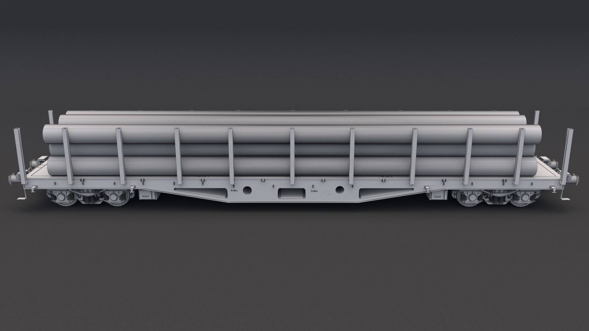 Flat Rail Car with pipes 3D model | CGTrader