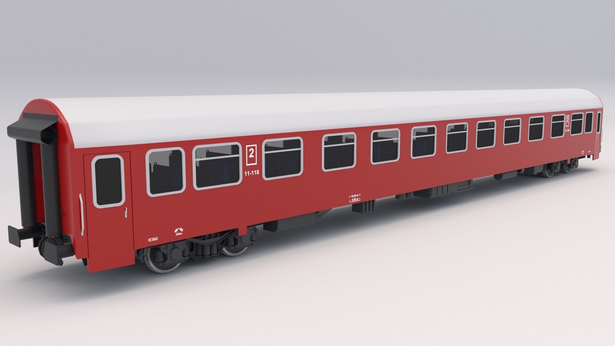 Passenger Train Car Red 3D model | CGTrader