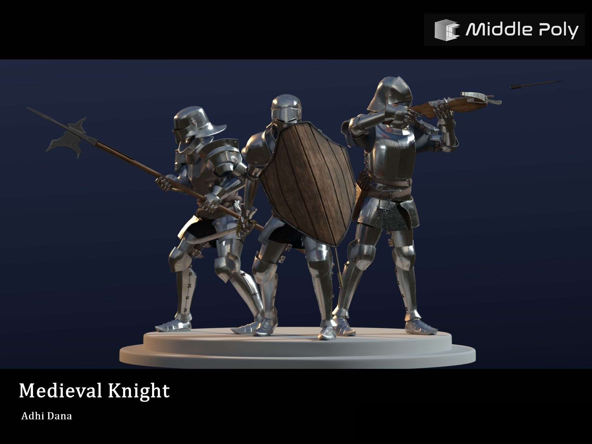 3D model Medieval Knight VR / AR / low-poly rigged | CGTrader