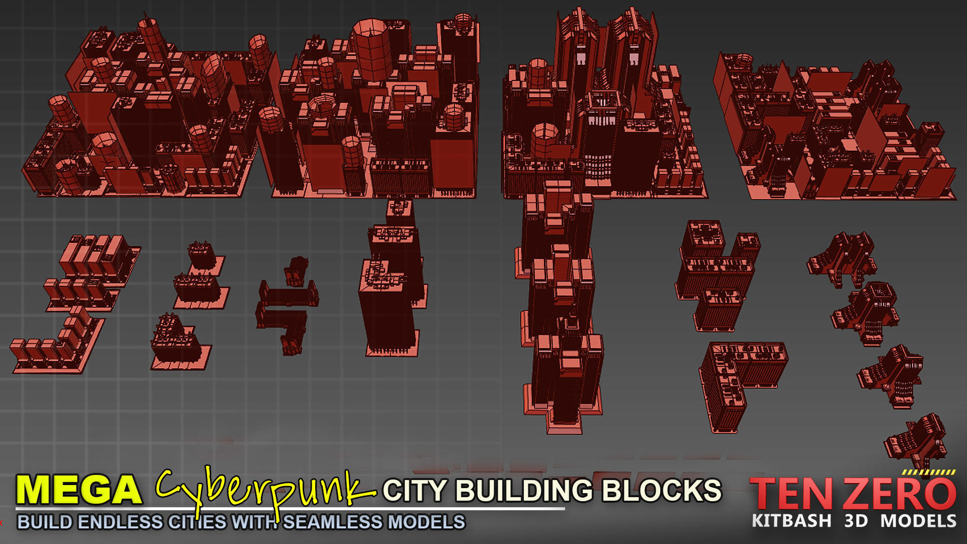 MEGA CYBERPUNK CITY BUILDING BLOCKS 3D model | CGTrader