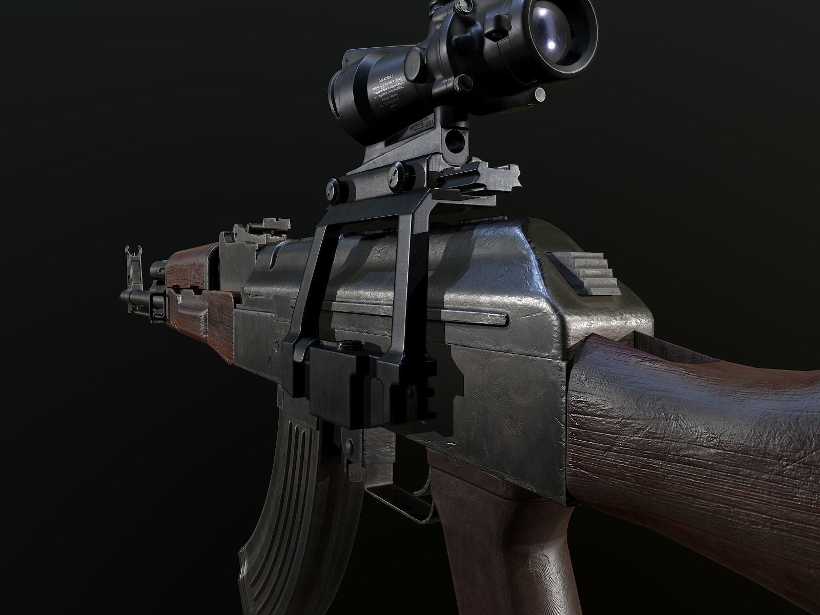 3D model AK-47 Rifle with Acog Scope PBR VR / AR / low-poly | CGTrader