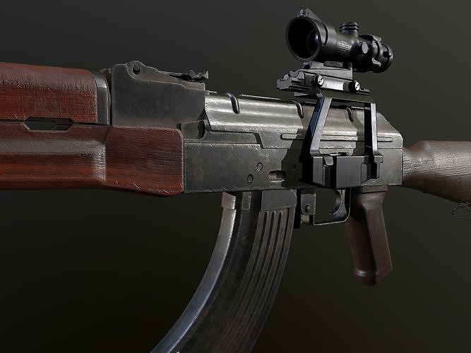 3D model AK-47 Rifle with Acog Scope PBR VR / AR / low-poly | CGTrader