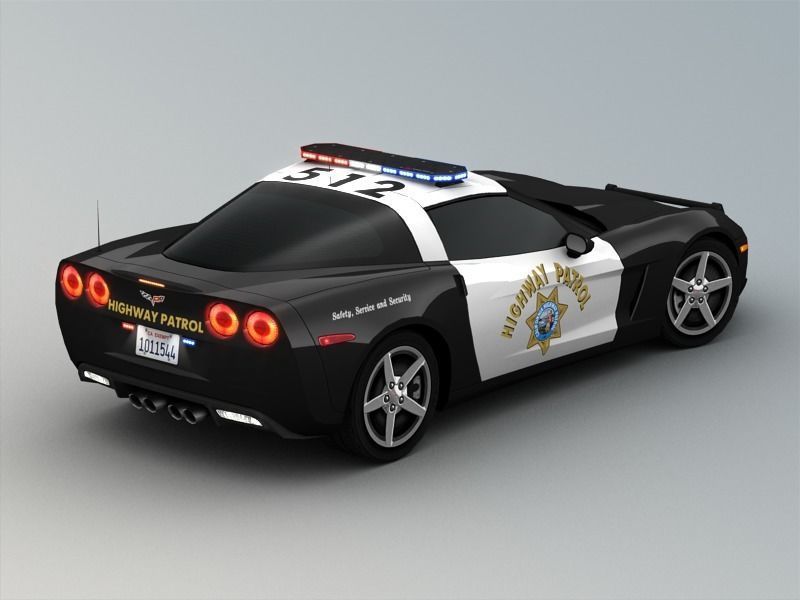3D model Chevrolet Corvette C6 Police Car VR / AR / low-poly rigged ...