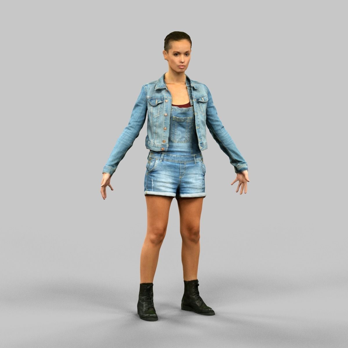3D model A-Pose Girl ready for rigging VR / AR / low-poly | CGTrader