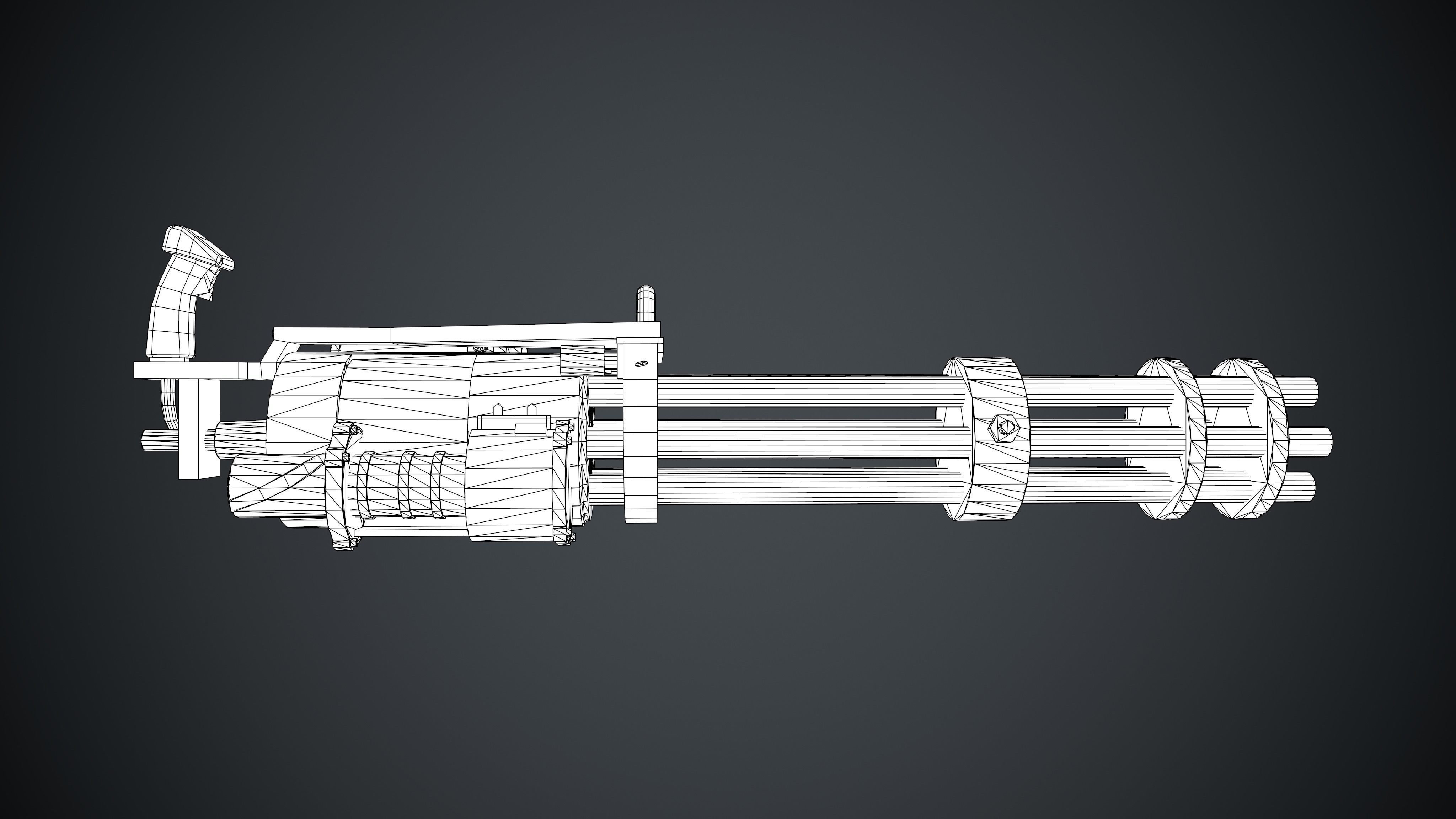 3D model M134 Minigun Red Rust and Damaged VR / AR / low-poly | CGTrader