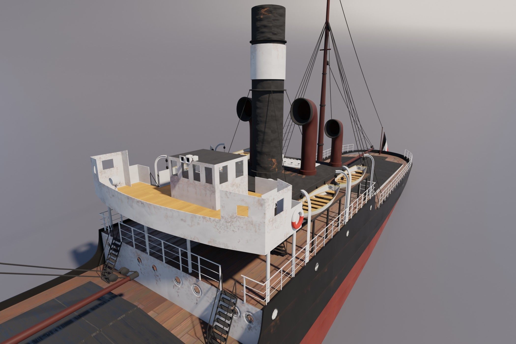 Karlsruhe 1905 german cargo steamer ship 3D model | CGTrader