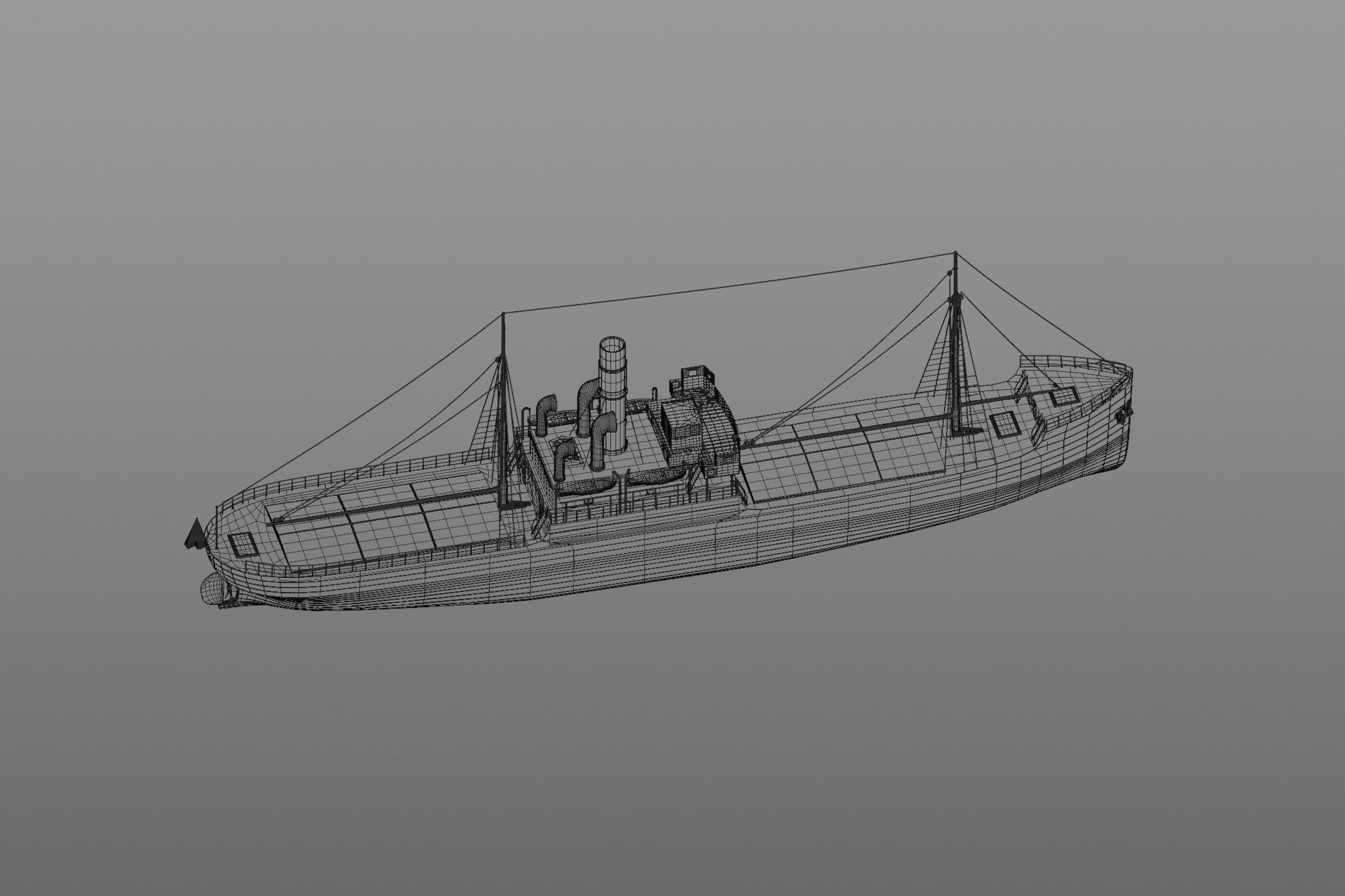 Karlsruhe 1905 german cargo steamer ship 3D model | CGTrader