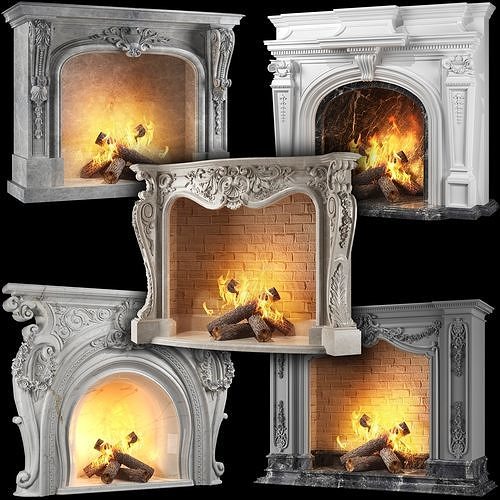 classical fireplace set 3D model | CGTrader