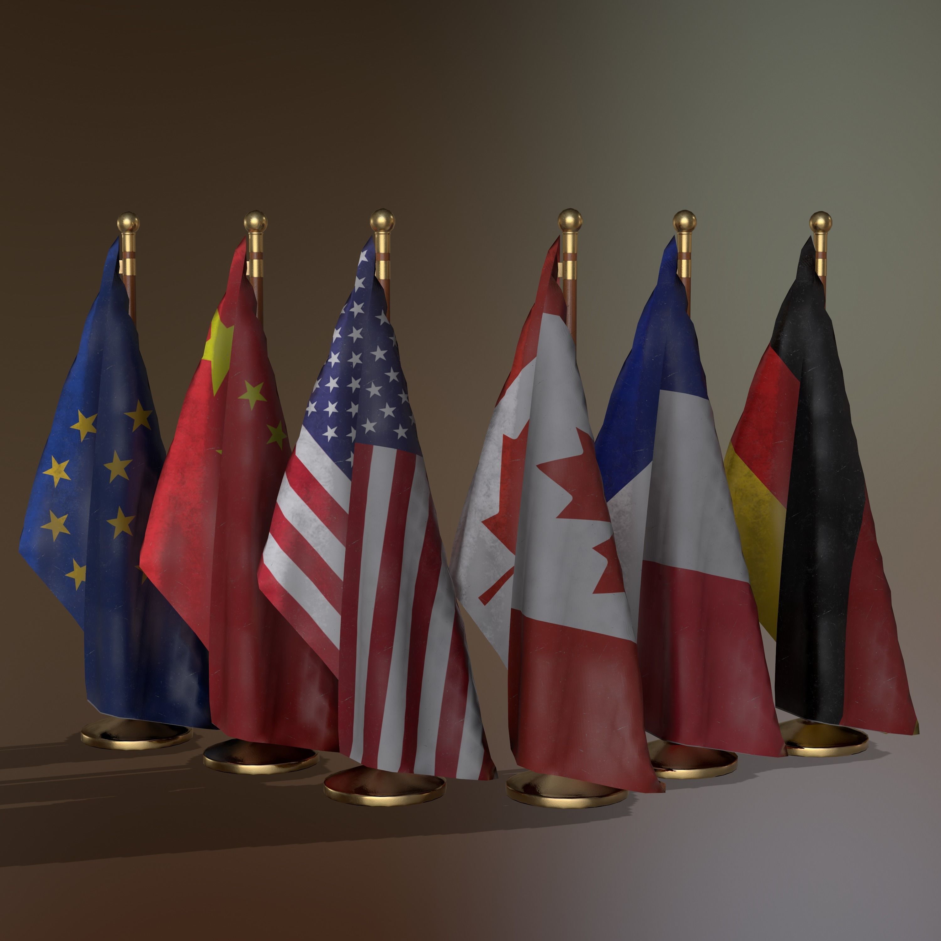 3D model INDOOR FLAG POLE PACK VR / AR / low-poly | CGTrader