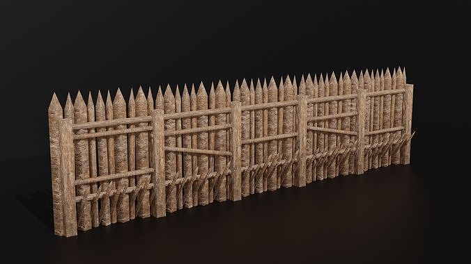3D model Wooden Palisade Walls Low-Poly Medieval 3D Model VR / AR / low ...