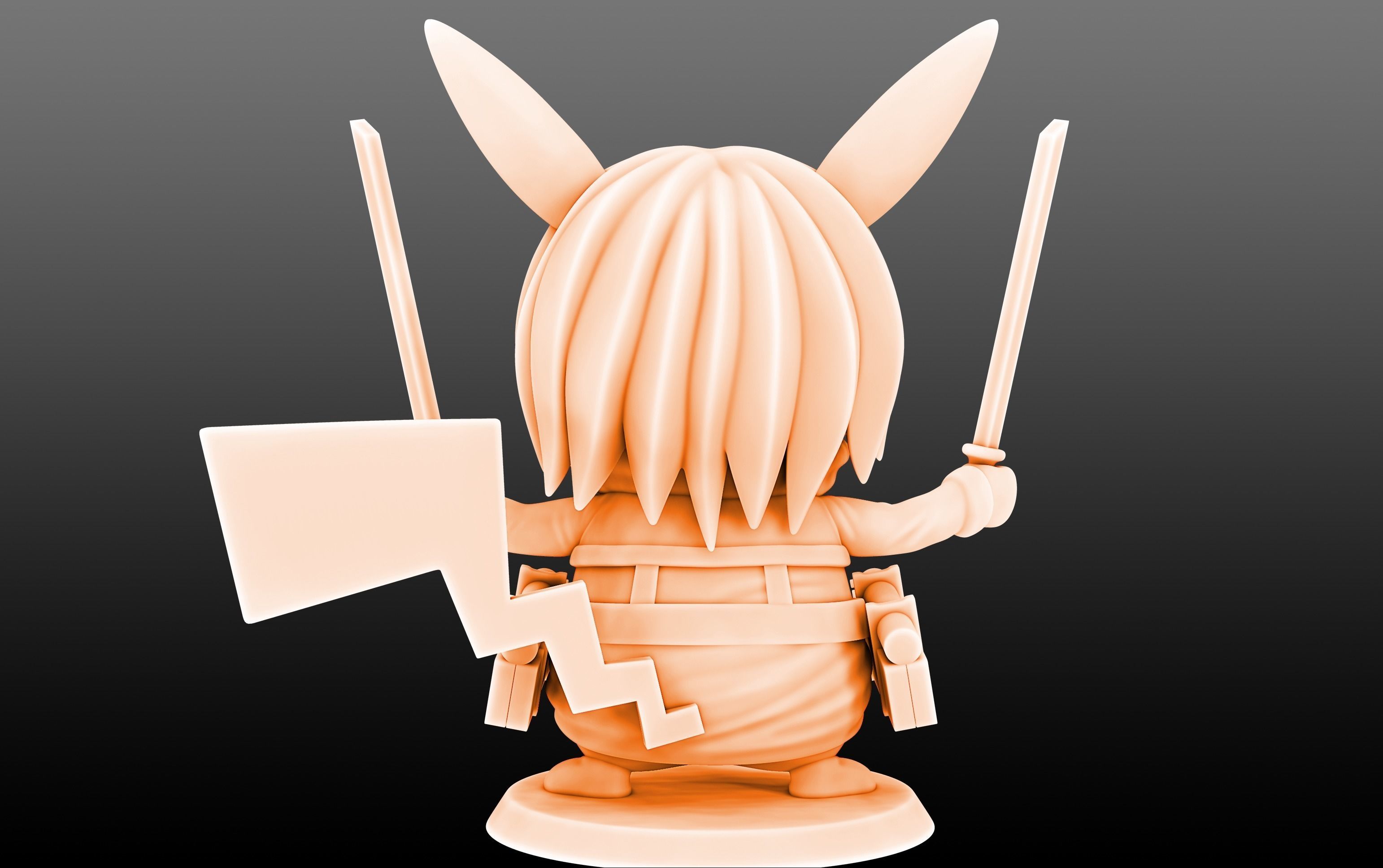 Mikachu - Pikachu Mikasa Cosplay 3D model 3D printable | CGTrader