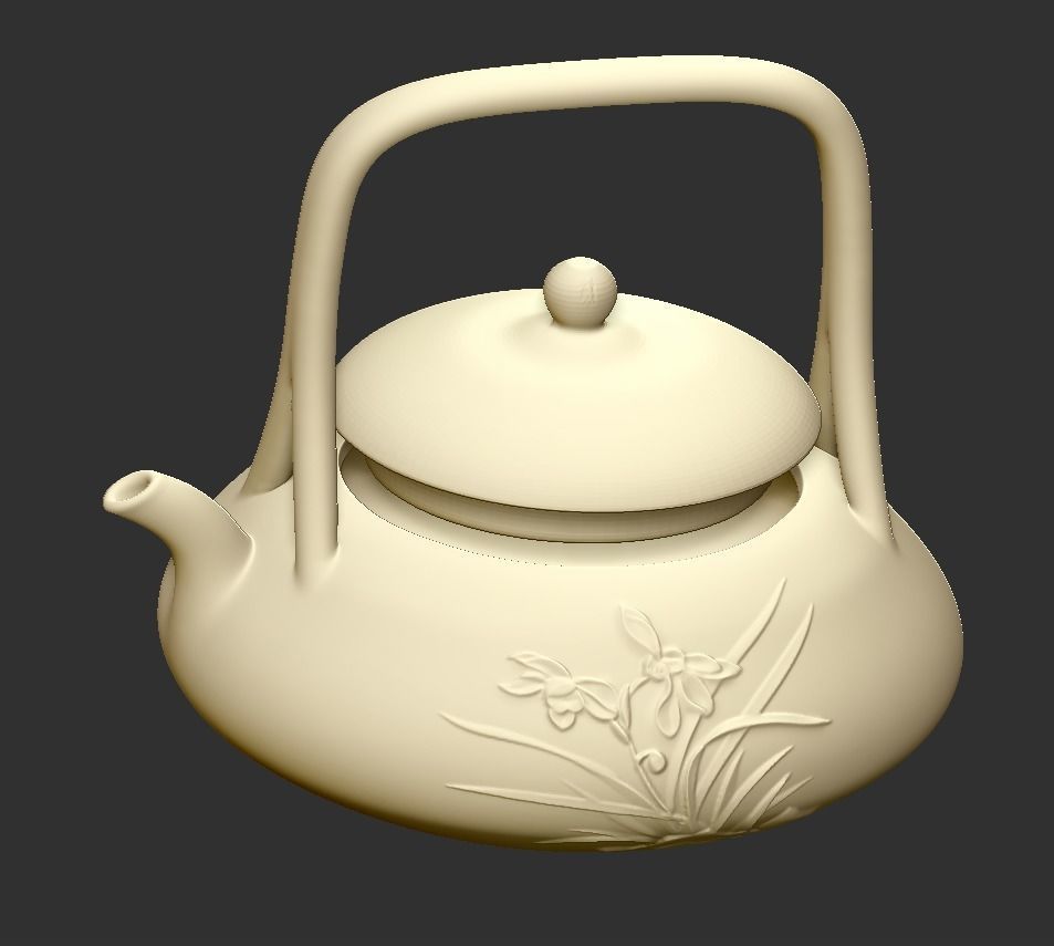 teaport teapot with chinese writing 3D model 3D printable | CGTrader