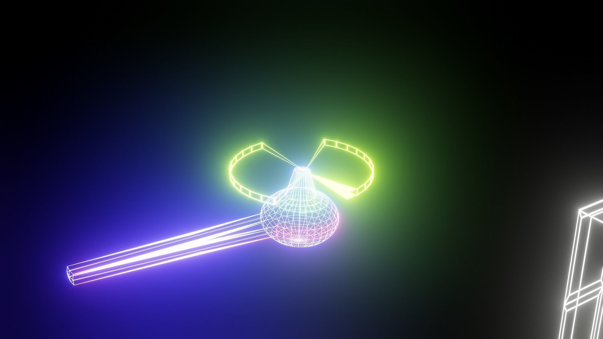 Neon Line Helcopter fly over animation rigged and animated 3D model ...