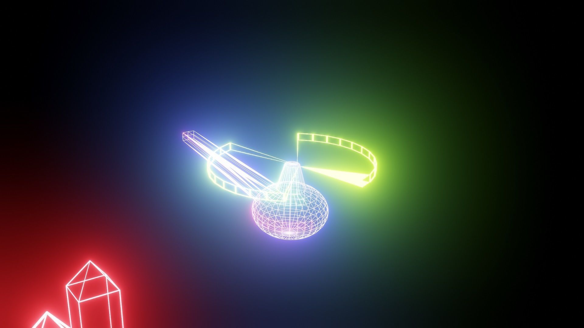 Neon Line Helcopter fly over animation rigged and animated 3D model ...