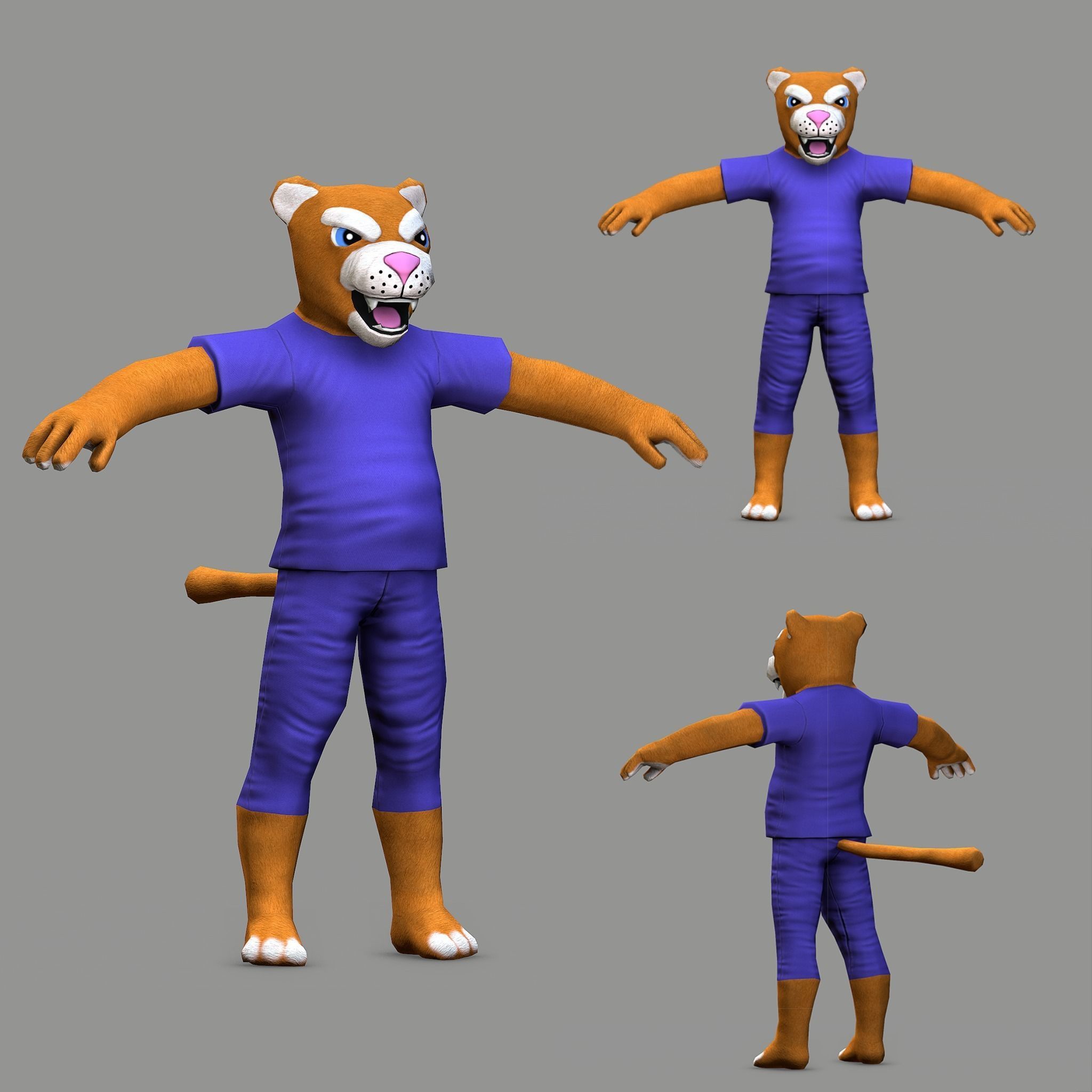 3D model Tiger mascot VR / AR / low-poly | CGTrader