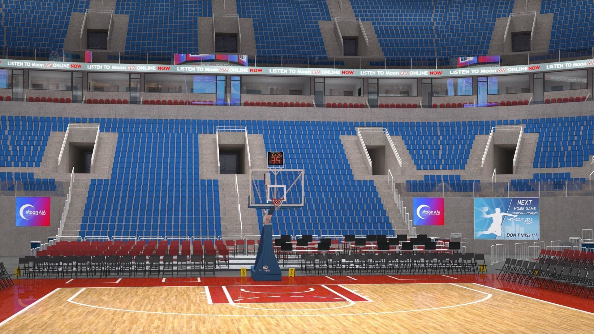 3D model Basketball arena - interior - low poly VR / AR / low-poly ...