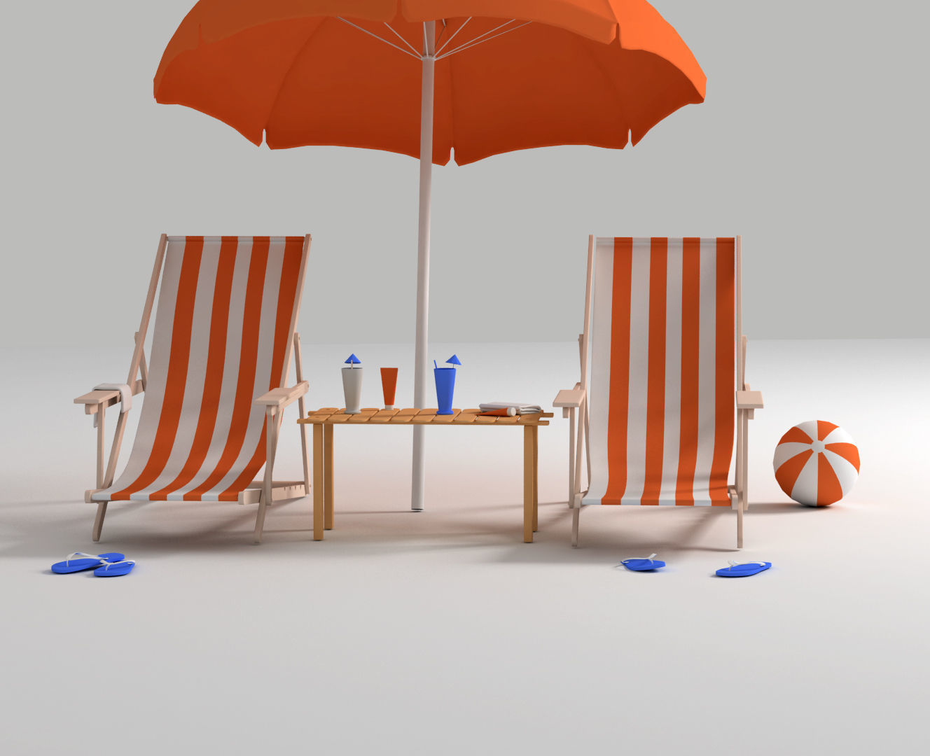 Beach Chairs and items 3D model | CGTrader