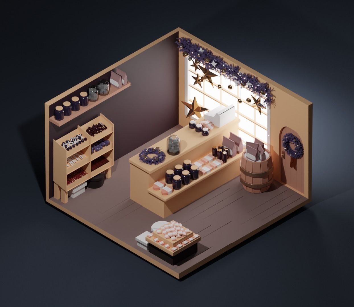 3D model Christmass Gift Shop VR / AR / low-poly BLEND