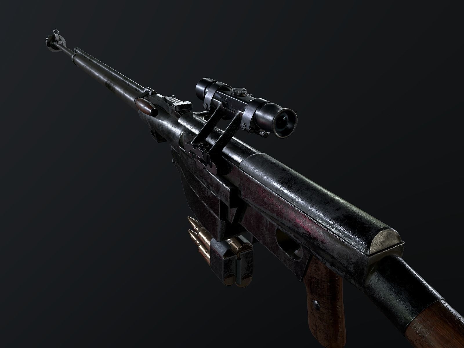 3D model PTRS-41 ussr ww2 anti-tank rifle scope VR / AR / low-poly ...