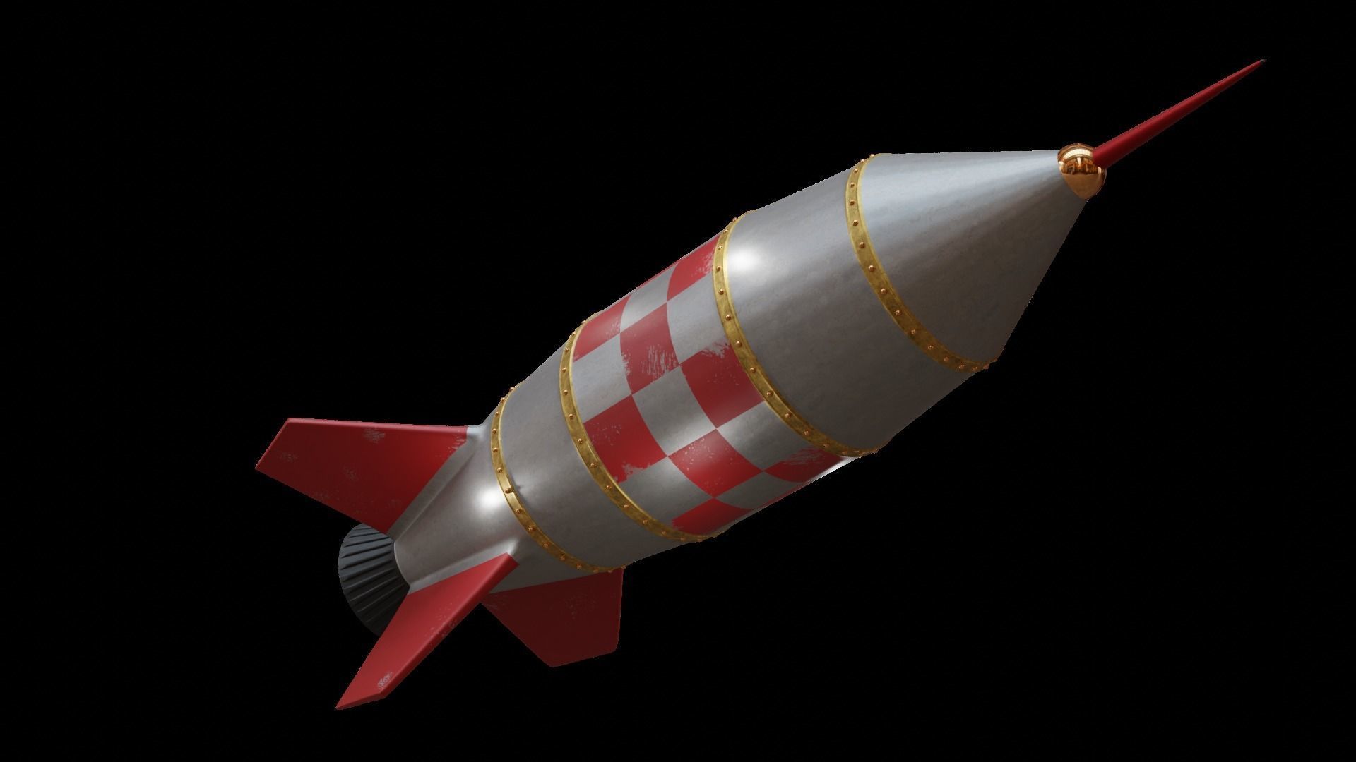 Rocket 3D Model with checkered design 3D model | CGTrader